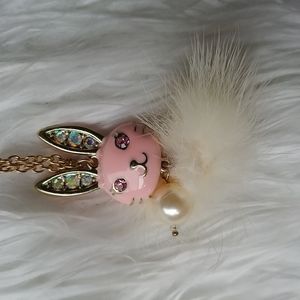 Anna Sui | Jewelry | Anna Sui Pink Fluffy Bunny Rabbit Fur Necklace ...